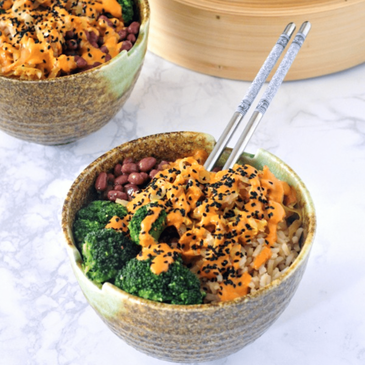 Kimchi Bowl with Red Curry Almond Sauce